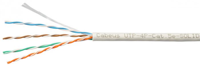 Cabeus UTP-4P-Cat.5e-SOLID-GY-100|Кабель витая пара LAN U/UTP 4x2x24AWG ...