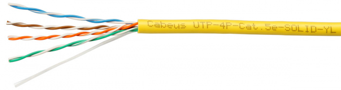 Cabeus Utp 4p Cat 5e Solid Yl 100 Кабель витая пара Lan U Utp 4x2x24awg кат 5е Pvc 100 м